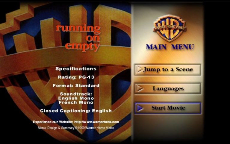 Running on Empty (1988) – DVD Menus